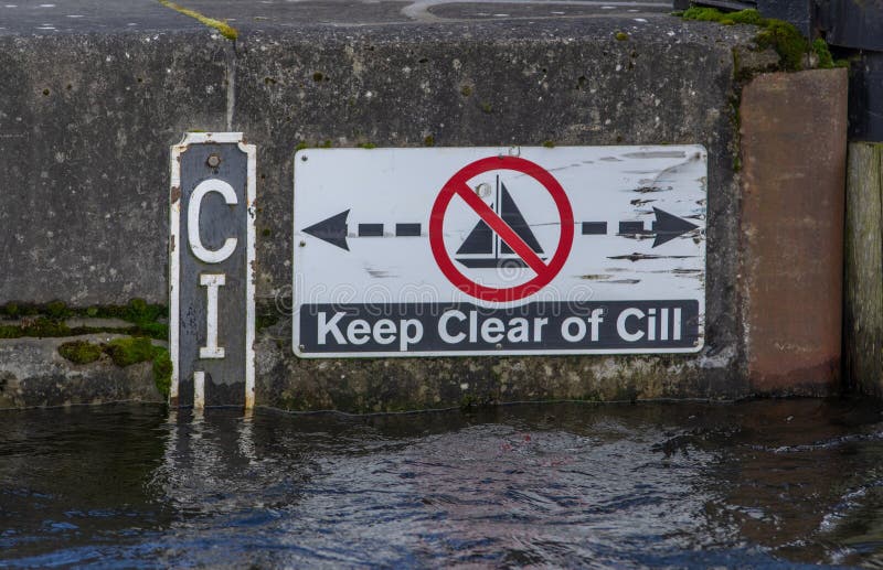 Canal Lock Cill Signage in Water Stock Image - Image of safe, vessel ...