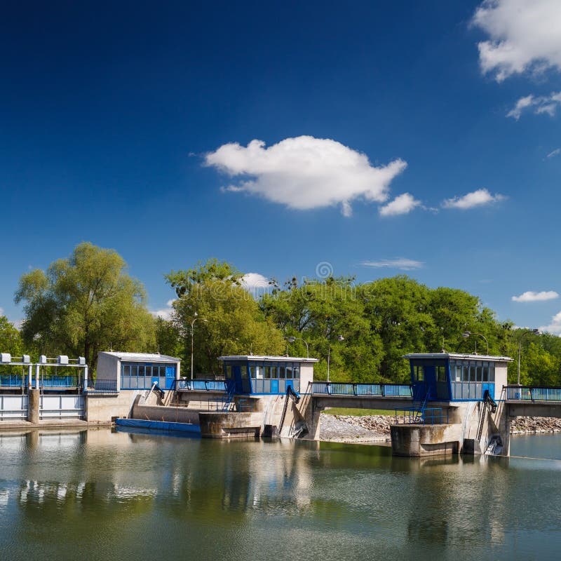 Canal lock on a river stock photo. Image of floodgate - 26325620