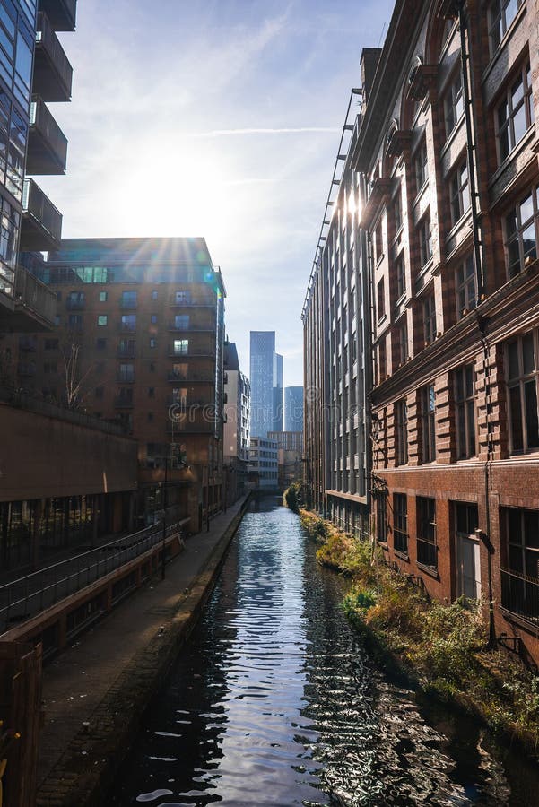 Manchester Canal with Beetham Tower and Urban Architecture Stock Image ...