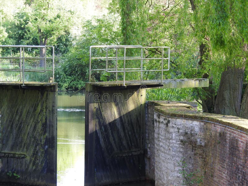 Canal and old water lock stock image. Image of nature - 92150021