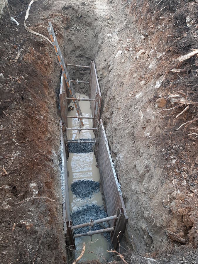 Canalization or Sewer Construction for Sewage Stock Image - Image of ...