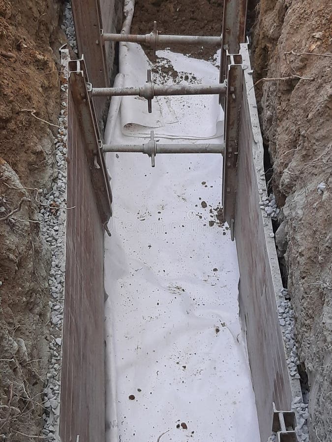 Canalization or Sewer Construction for Sewage Stock Photo - Image of ...