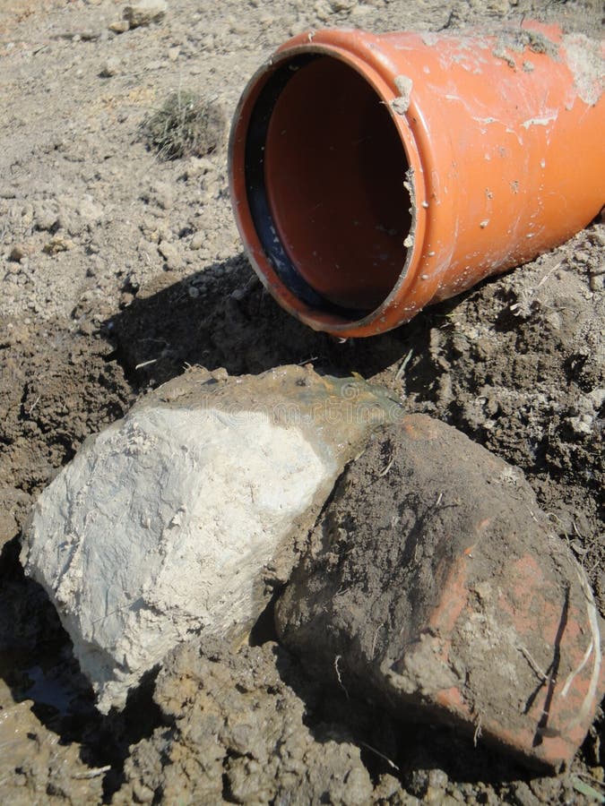 Canalization or Sewer Construction for Sewage Stock Image - Image of ...