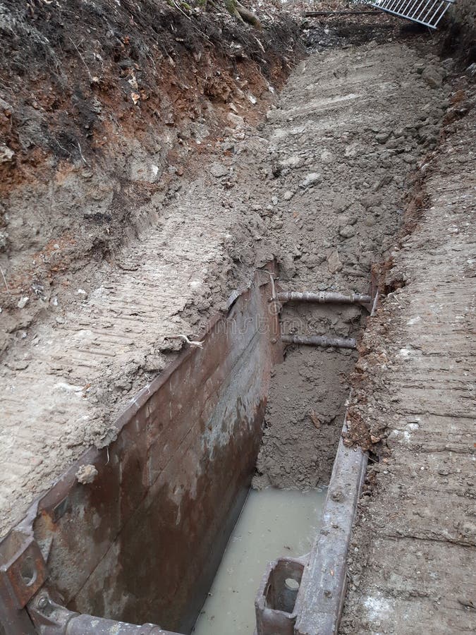 Canalization or Sewer Construction for Sewage Stock Photo - Image of ...