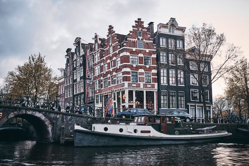Canals of Amsterdam editorial stock photo. Image of street - 144921263