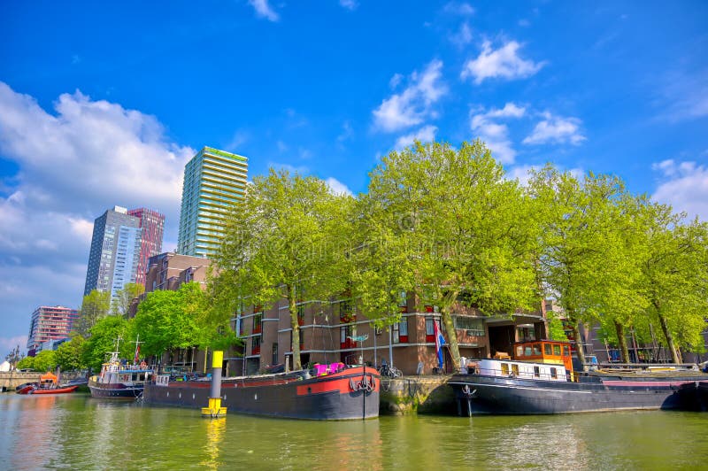 Canals and Waterways in Rotterdam, the Netherlands Stock Photo - Image ...