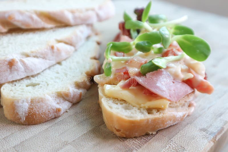 Canape or Bread with Ham and Cheese Stock Photo - Image of ingredient ...