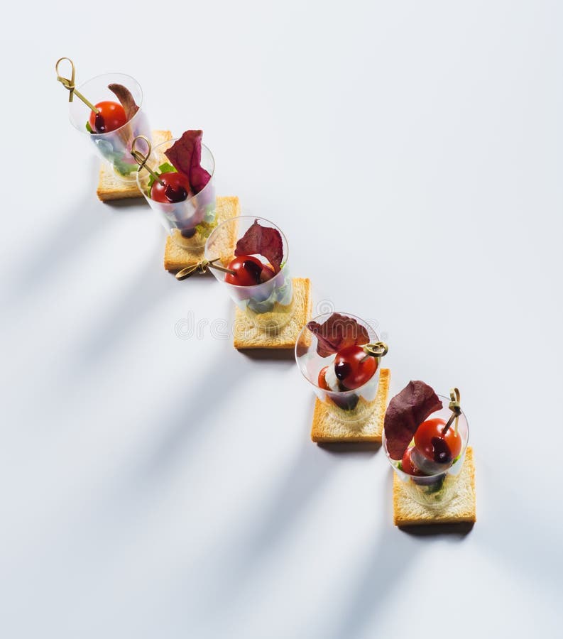 Canape with Cherry-tomato and Soft Cheese Stock Image - Image of brunch ...
