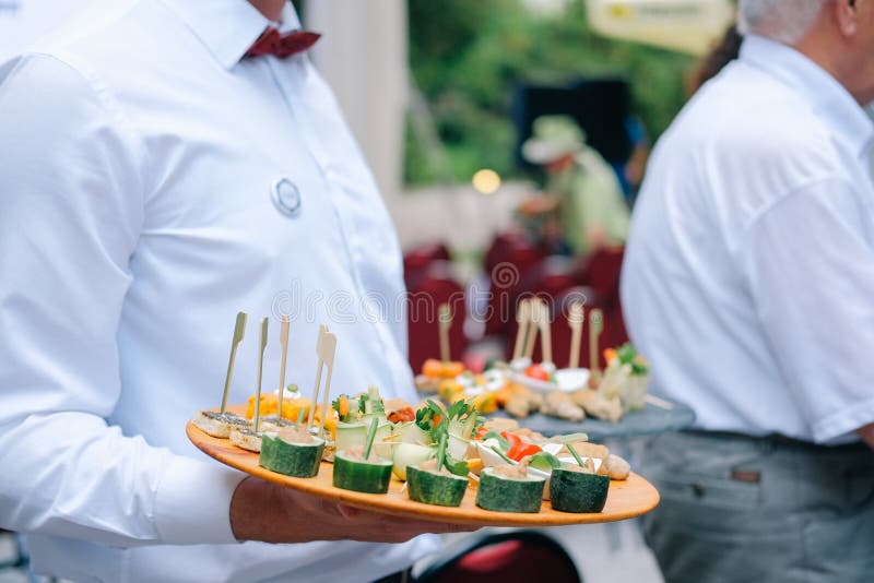 Canape Close Up. Preparing and Serving Canapes at the Event Stock Photo ...