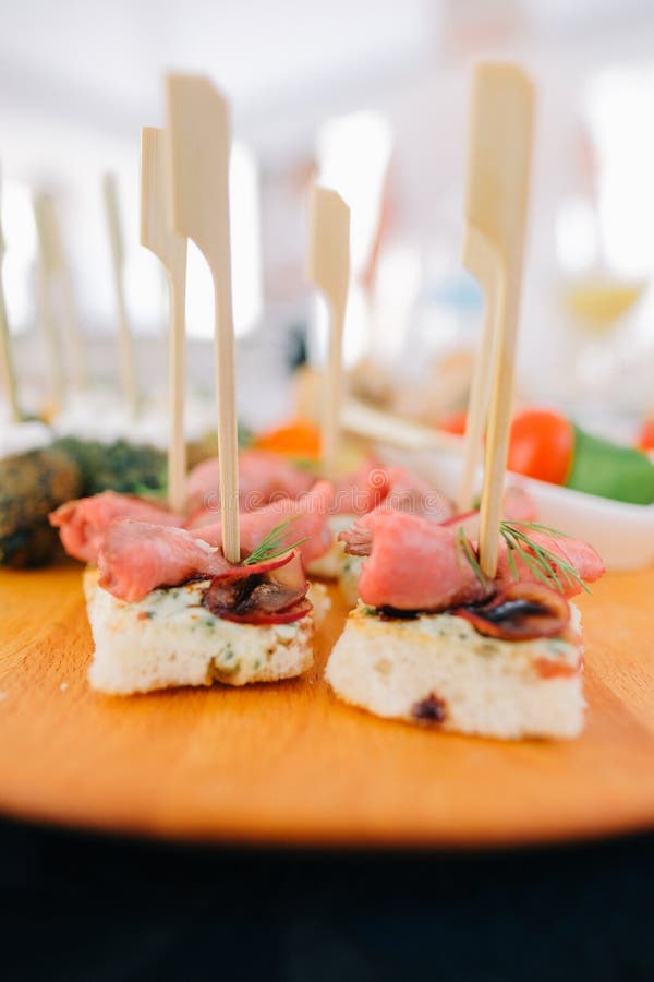 Canape Close Up. Preparing and Serving Canapes at the Event Stock Image ...