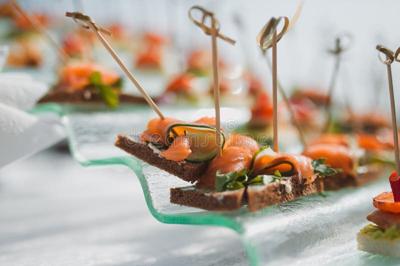 Canape with Fish and Vegetable Stock Photo - Image of bite, meat: 79202232