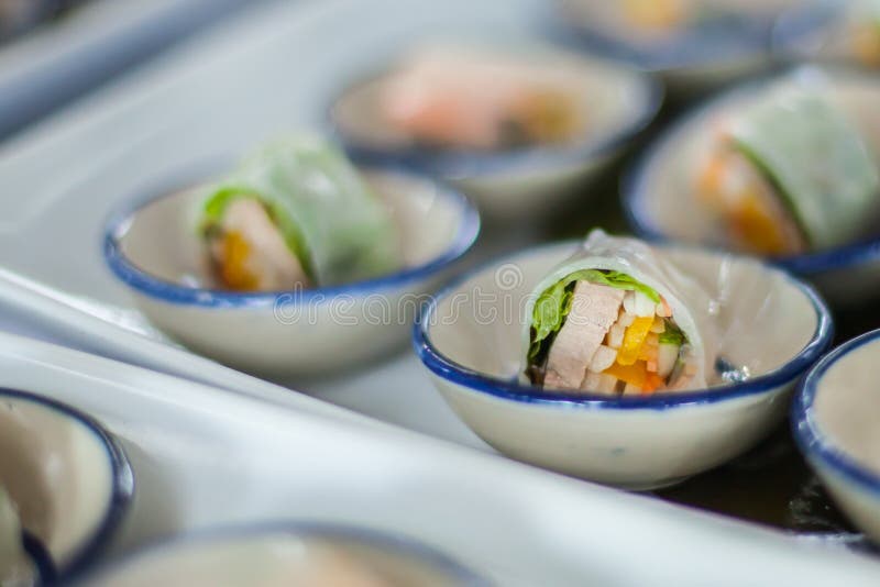 Canape with Fresh Spring Rolls. Stock Photo - Image of delicious ...