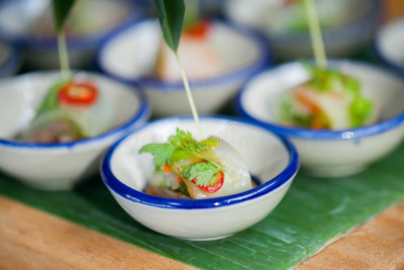 Canape with Fresh Spring Rolls. Stock Image - Image of finger, healthy ...