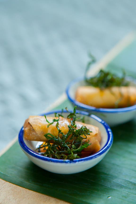 Canape with Fried Spring Rolls Stock Image - Image of vietnamese, plate ...
