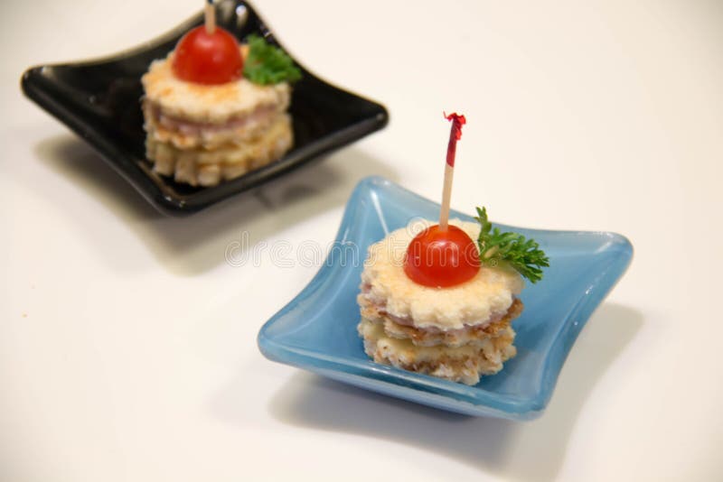 Canape with Ham on Small Cup Stock Image - Image of cheese, tapas ...