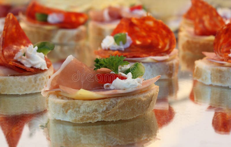 Canape sandwich stock image. Image of leaf, gastronomy - 34907285