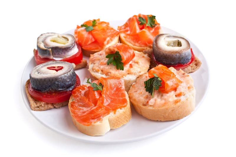 Canape Sandwiches with Fish Stock Image - Image of orange, dinner: 38312403