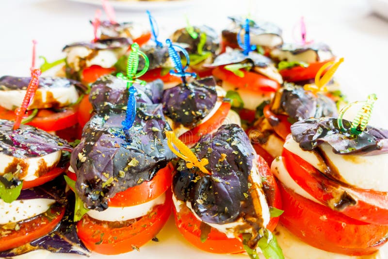 Canape on a table macro stock image. Image of cuisine - 93233863