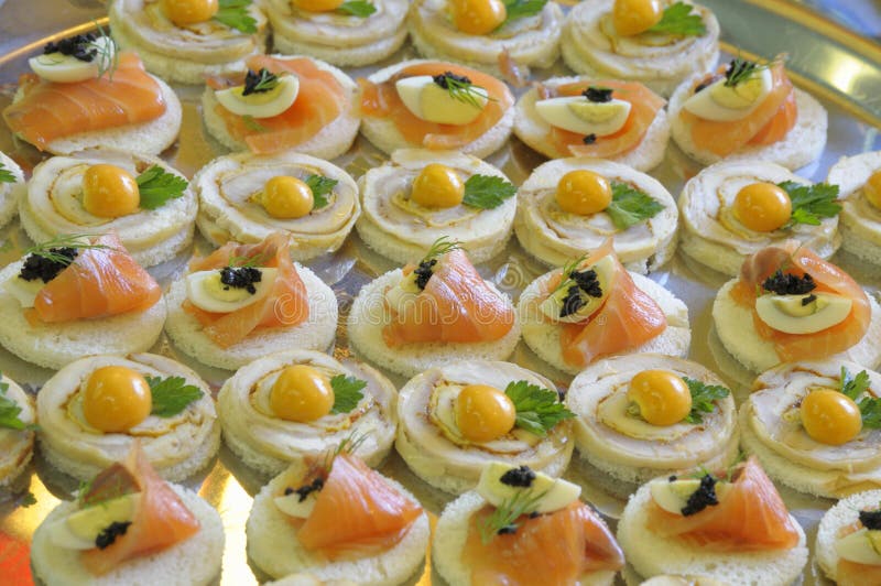 Canape on a tray. stock photo. Image of olives, allsorts - 8069698