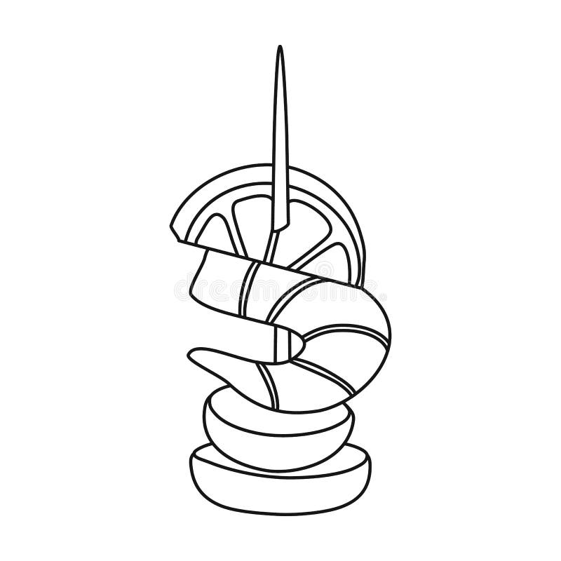 Canape Vector Outline Icon. Vector Illustration Food Appetizer on White ...