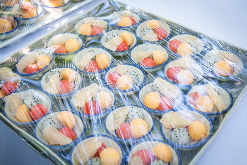 Canape Wrapped with Plastic Wrap Prepared for the Wedding Stock Photo ...
