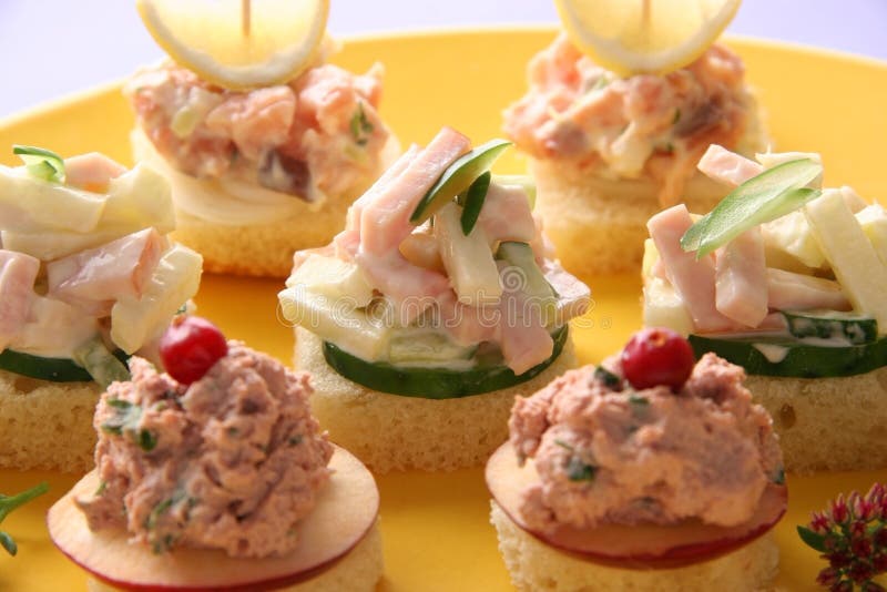 Canapes. stock image. Image of appetizer, cook, cucumbers - 1415159