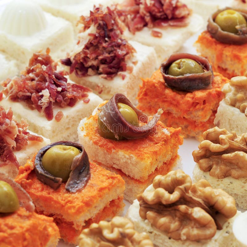 Cook prepares canapes stock photo. Image of canapes, bread - 53654090