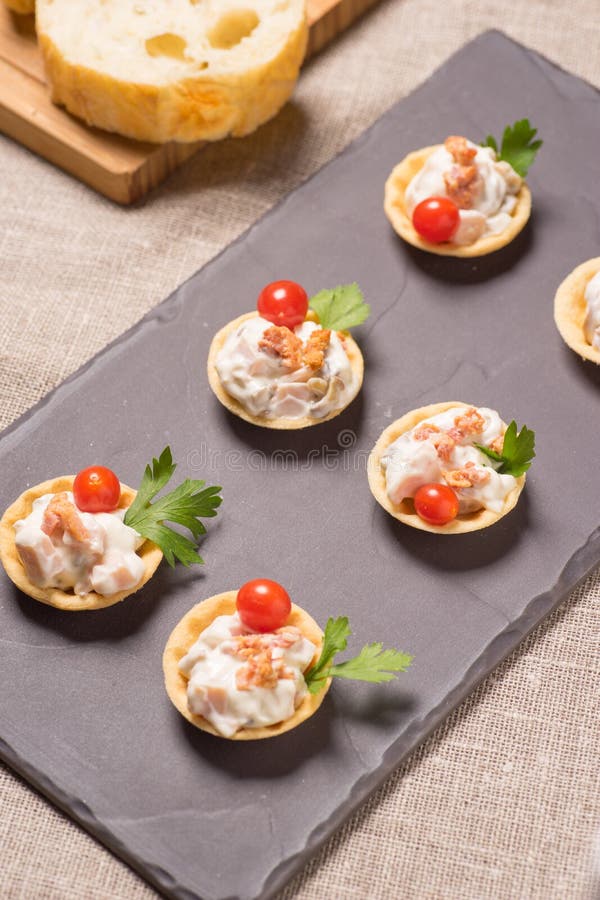 Canapes, Appetizer with Creamy Chicken Salad Stock Photo - Image of ...