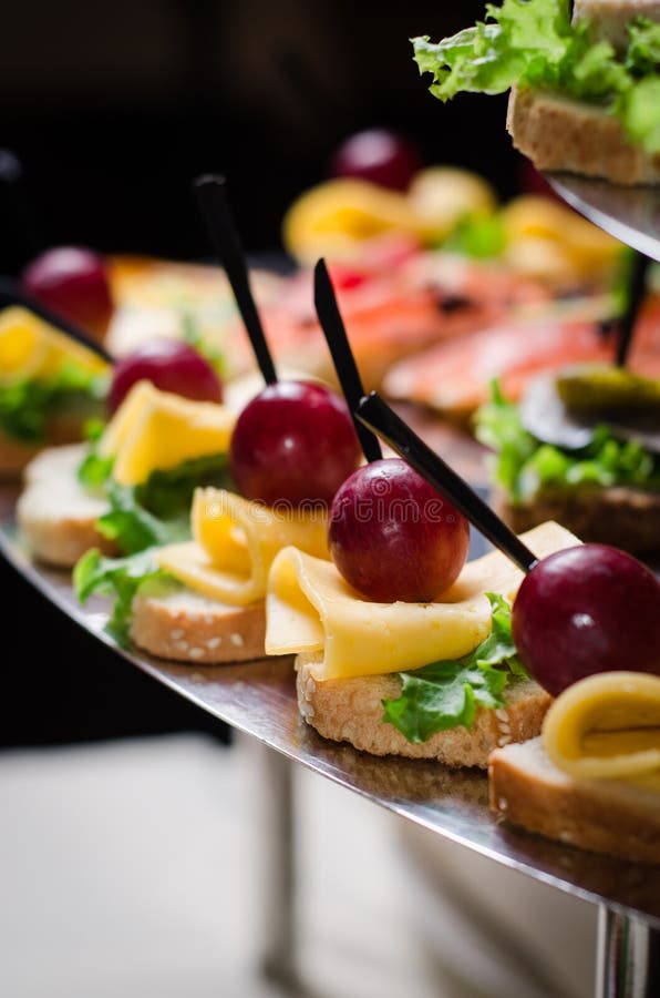 Canapes banquet serving stock image. Image of festive - 68635657
