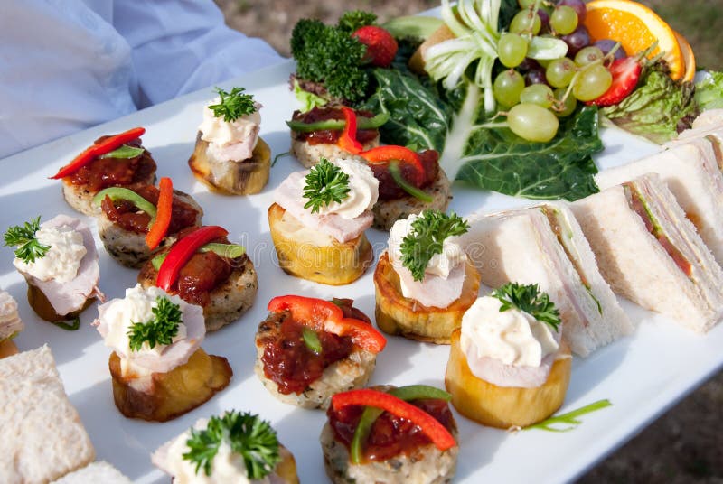 Canapes & fruit stock image. Image of beef, delectable - 13799799