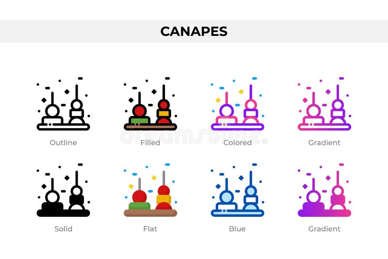 Canapes Icons in Different Style. Canapes Icons Set. Holiday Symbol ...