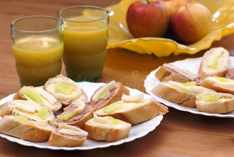 Canapes with Juice and Apples Stock Image - Image of hunger, flavour ...
