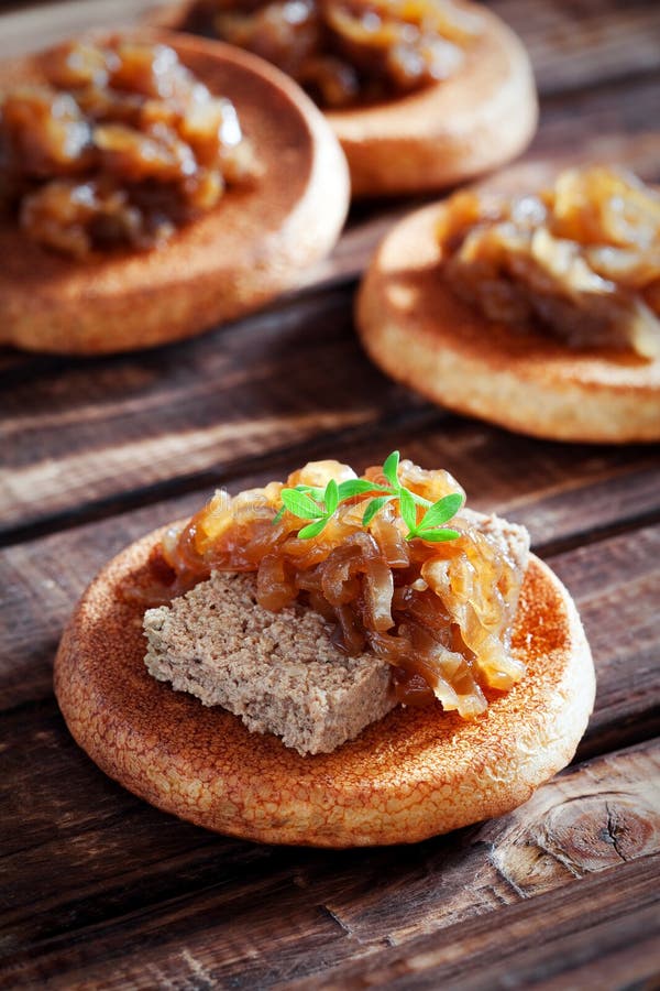 Canapes with Chicken Liver Pate Stock Photo - Image of bread, closeup ...