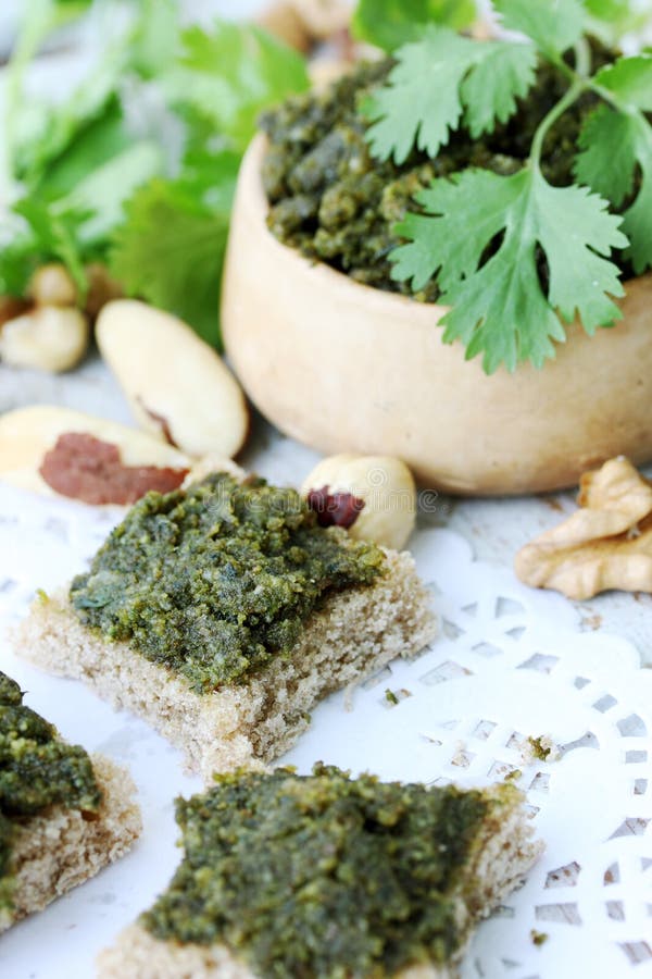 Canapes of pate with nuts stock photo. Image of crackers - 34921606