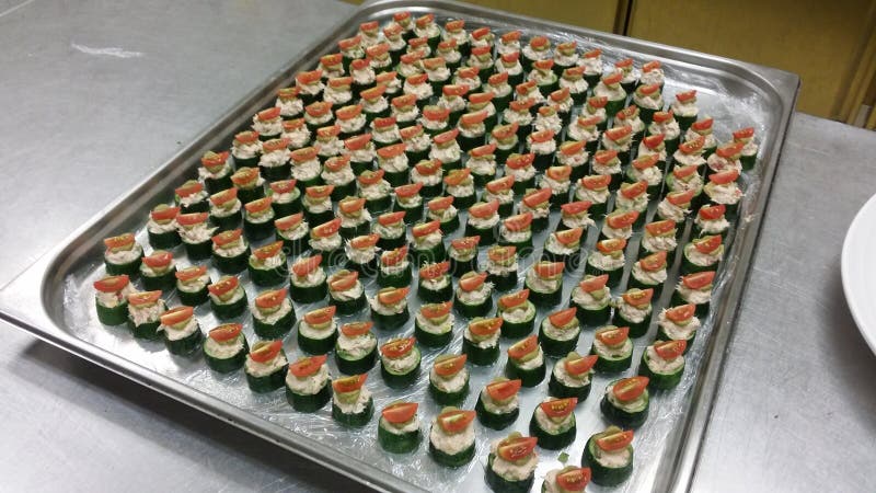 Canapes Preparation in the Kitchen Stock Photo - Image of appetizer ...