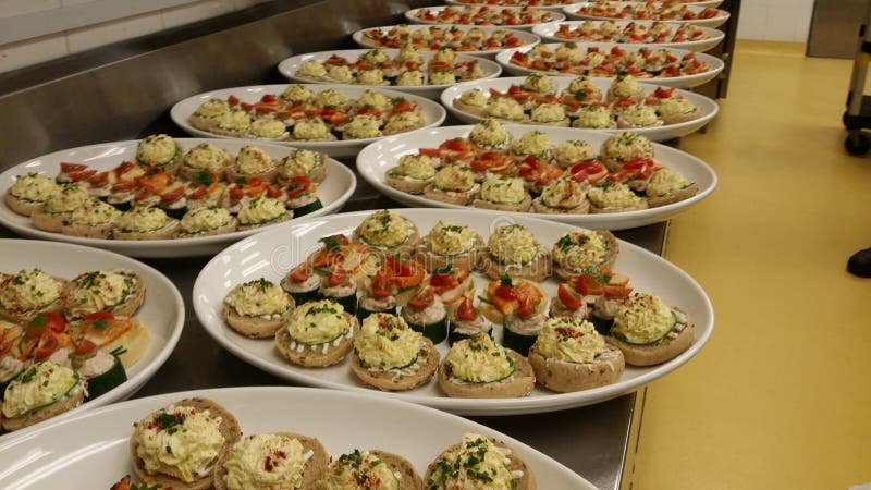 Canapes Preparation in the Kitchen Stock Image - Image of preparation ...