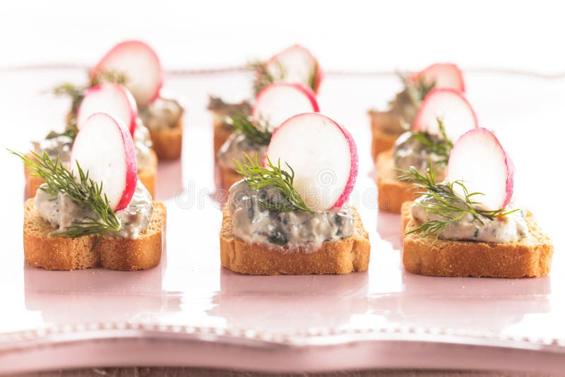 Canapes with radish stock photo. Image of culture, cream - 31344288
