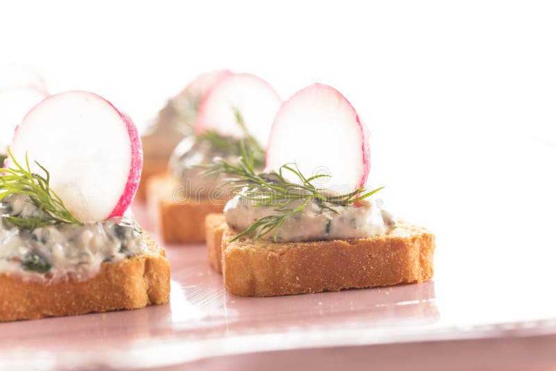 Canapes with radish stock image. Image of appetizer, lunch - 31344295