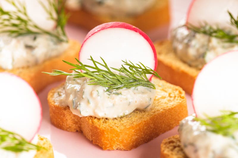 Canapes with radish stock photo. Image of organic, gourmet - 54881768