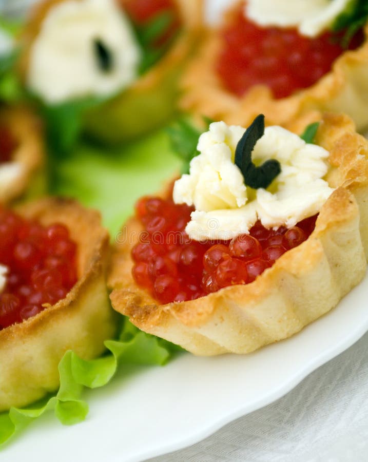 Canapes with red caviar stock image. Image of taste, tasteful - 14998701