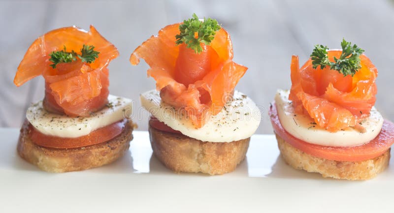Canapes with red fish stock image. Image of fresh, finger - 69072867
