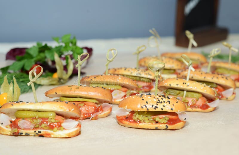 Canapes stock image. Image of prepared, burgers, furshet - 30713923