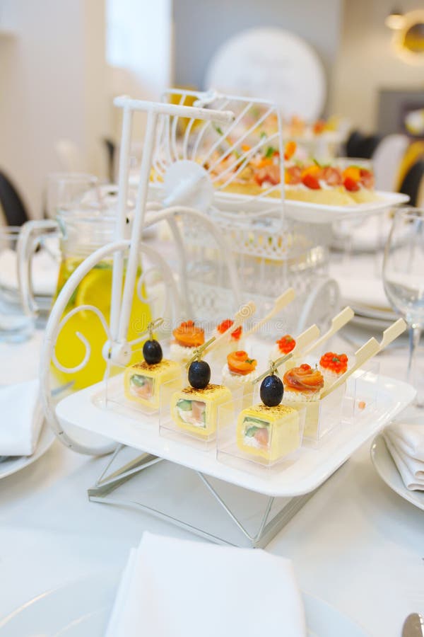 Canapes and Rolls in Banquet Cups. Stock Photo - Image of catering ...