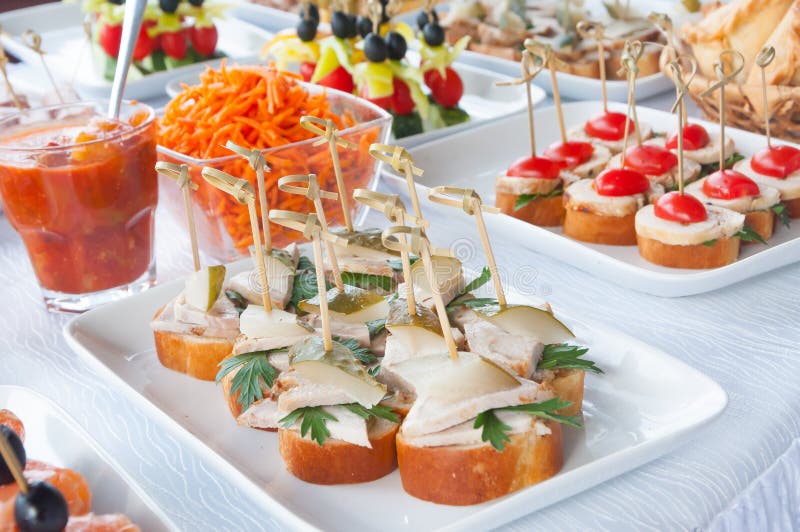 Canapes on the White Plates Stock Image - Image of food, banquet: 85707323