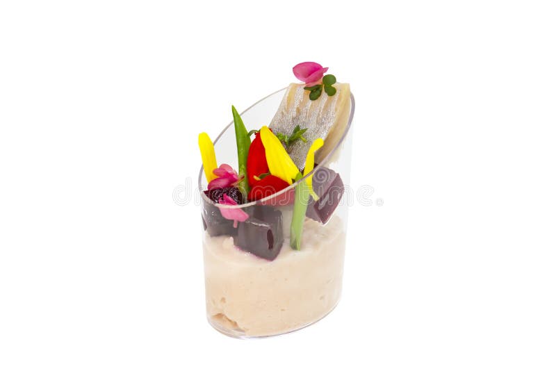 Canaps with edible flowers stock image. Image of oyster - 57516065