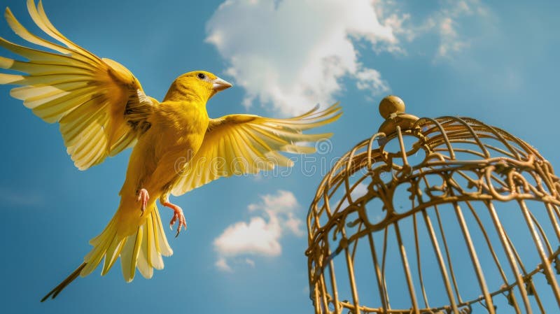 The Canary and Cage. AI Generated Stock Image - Image of sunlight, yellow: 373229977