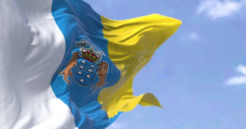 Canary Islands and Spanish Flag Waving in the Wind on a Clear Day Stock ... Canary Islands and Spanish Flag Waving in the Wind on a Clear Day Stock ...