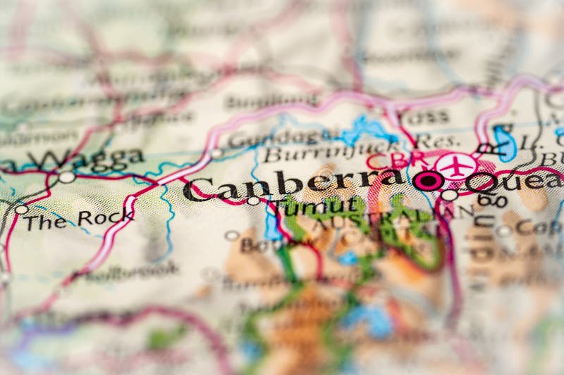 Canberra, Australia Highlighted on a World Map Stock Image - Image of ...