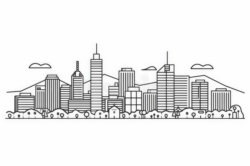 Canberra City Skyline Editable Outline Illustration on White Background ...