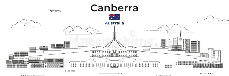 Canberra Cityscape Line Art Vector Illustration Stock Vector ...